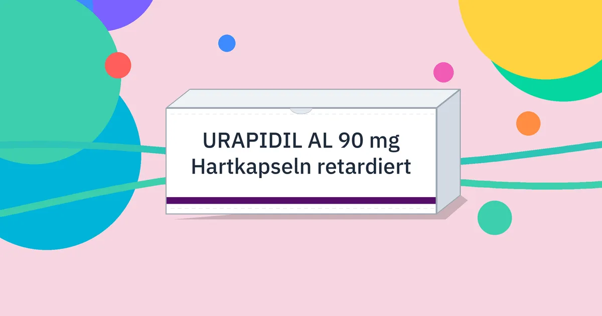 Symbolbild: Packung mit der Aufschrift URAPIDIL AL 90 mg Hartkapseln retardiert (PZN 14214383) – Verfügbarkeit und Bezug in Apotheken in Frankfurt am Main