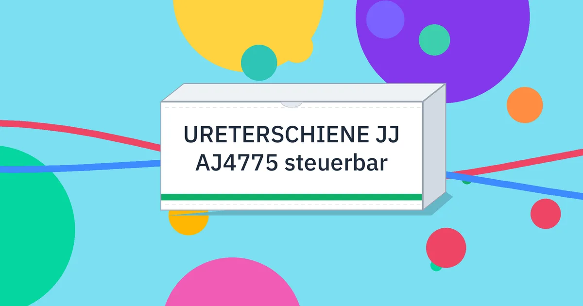 Symbolbild: Packung mit der Aufschrift URETERSCHIENE JJ AJ4775 steuerbar (PZN 00154855) – Verfügbarkeit und Bezug in Apotheken in Frankfurt am Main