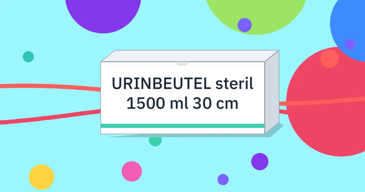 Symbolbild: Packung mit der Aufschrift URINBEUTEL steril 1500 ml 30 cm (PZN 17386216) – Verfügbarkeit und Bezug in Apotheken in Frankfurt am Main