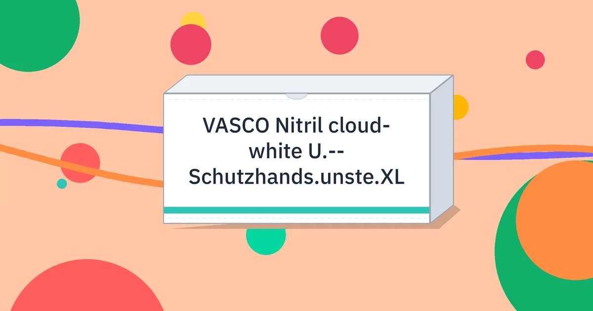 Symbolbild: Packung mit der Aufschrift VASCO Nitril cloud-white U.--Schutzhands.unste.XL (PZN 18714065) – Verfügbarkeit und Bezug in Apotheken in Frankfurt am Main