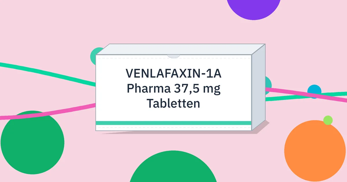Symbolbild: Packung mit der Aufschrift VENLAFAXIN-1A Pharma 37,5 mg Tabletten (PZN 00852163) – Verfügbarkeit und Bezug in Apotheken in Frankfurt am Main