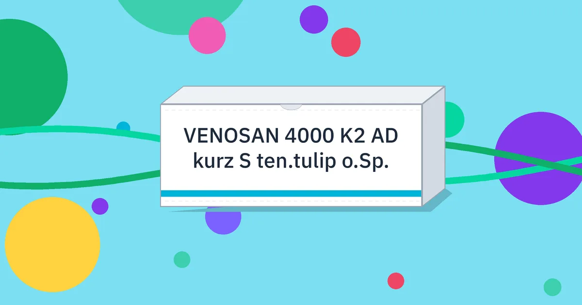 Symbolbild: Packung mit der Aufschrift VENOSAN 4000 K2 AD kurz S ten.tulip o.Sp. (PZN 19154094) – Verfügbarkeit und Bezug in Apotheken in Frankfurt am Main