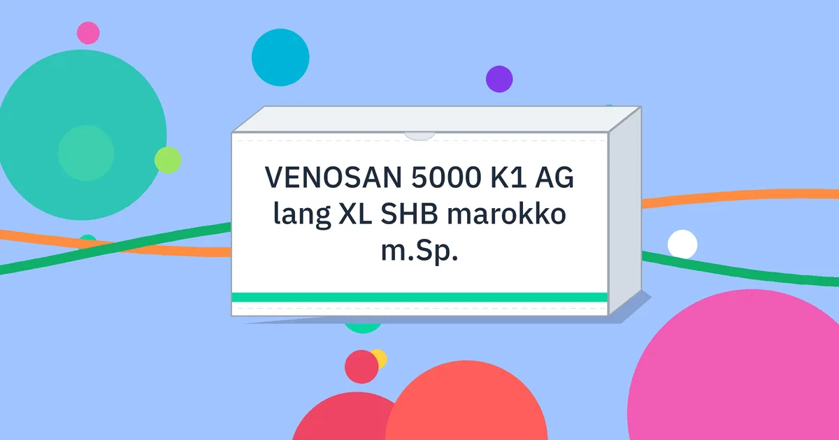 Symbolbild: Packung mit der Aufschrift VENOSAN 5000 K1 AG lang XL SHB marokko m.Sp. (PZN 14431347) – Verfügbarkeit und Bezug in Apotheken in Frankfurt am Main