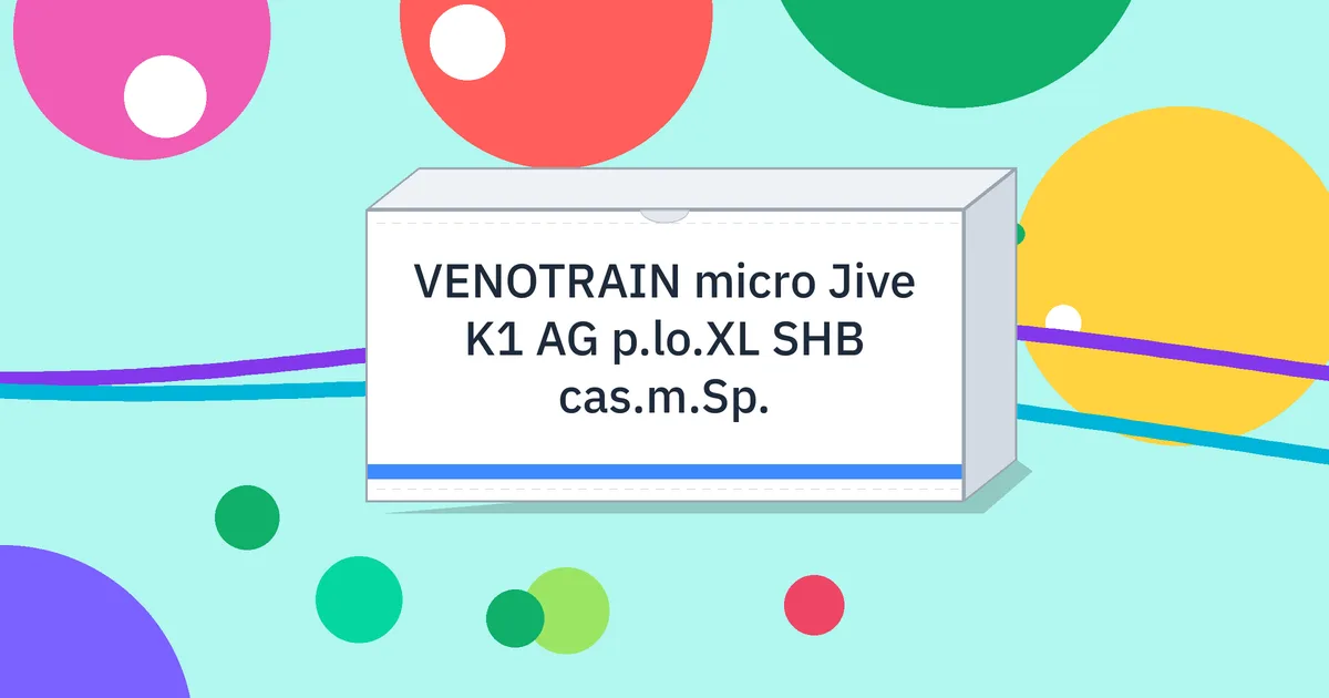 Symbolbild: Packung mit der Aufschrift VENOTRAIN micro Jive K1 AG p.lo.XL SHB cas.m.Sp. (PZN 20767175) – Verfügbarkeit und Bezug in Apotheken in Frankfurt am Main