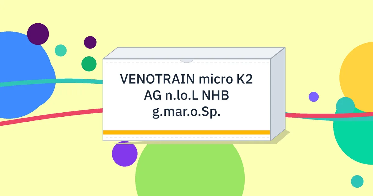Symbolbild: Packung mit der Aufschrift VENOTRAIN micro K2 AG n.lo.L NHB g.mar.o.Sp. (PZN 04680782) – Verfügbarkeit und Bezug in Apotheken in Frankfurt am Main