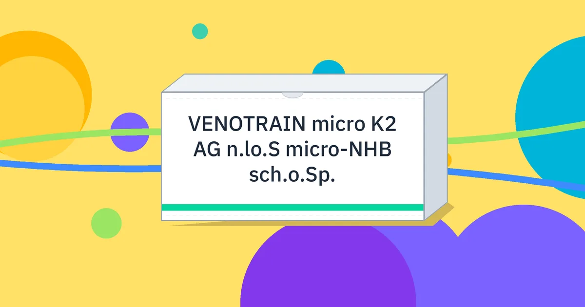 Symbolbild: Packung mit der Aufschrift VENOTRAIN micro K2 AG n.lo.S micro-NHB sch.o.Sp. (PZN 16066691) – Verfügbarkeit und Bezug in Apotheken in Frankfurt am Main