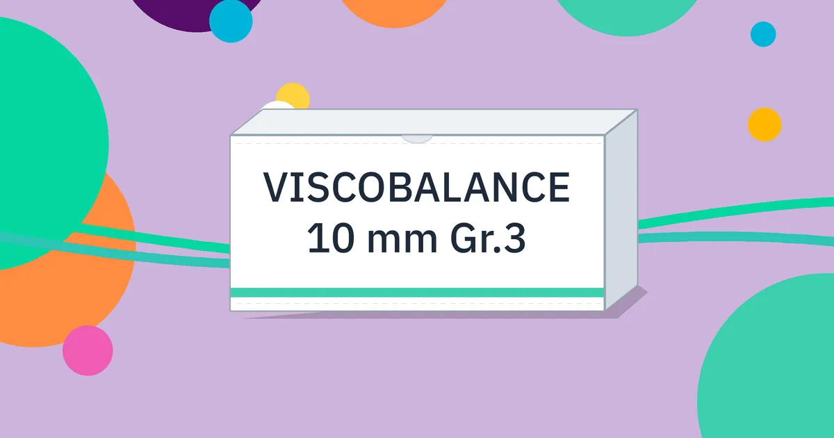 Symbolbild: Packung mit der Aufschrift VISCOBALANCE 10 mm Gr.3 (PZN 03942671) – Verfügbarkeit und Bezug in Apotheken in Frankfurt am Main