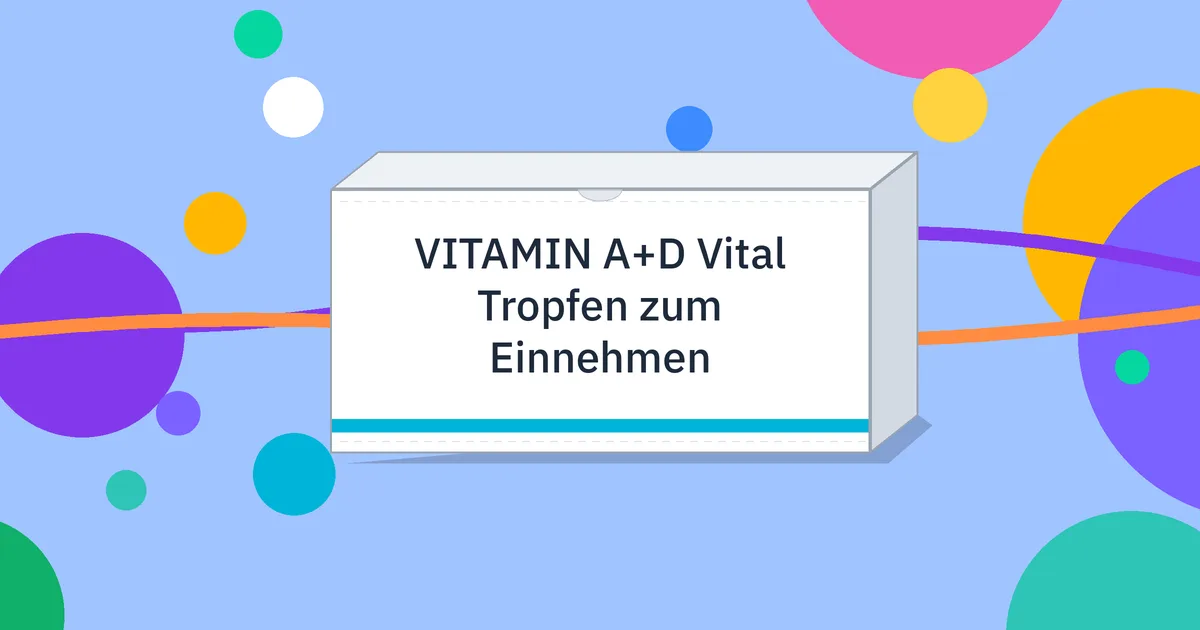 Symbolbild: Packung mit der Aufschrift VITAMIN A+D Vital Tropfen zum Einnehmen (PZN 18722981) – Verfügbarkeit und Bezug in Apotheken in Frankfurt am Main