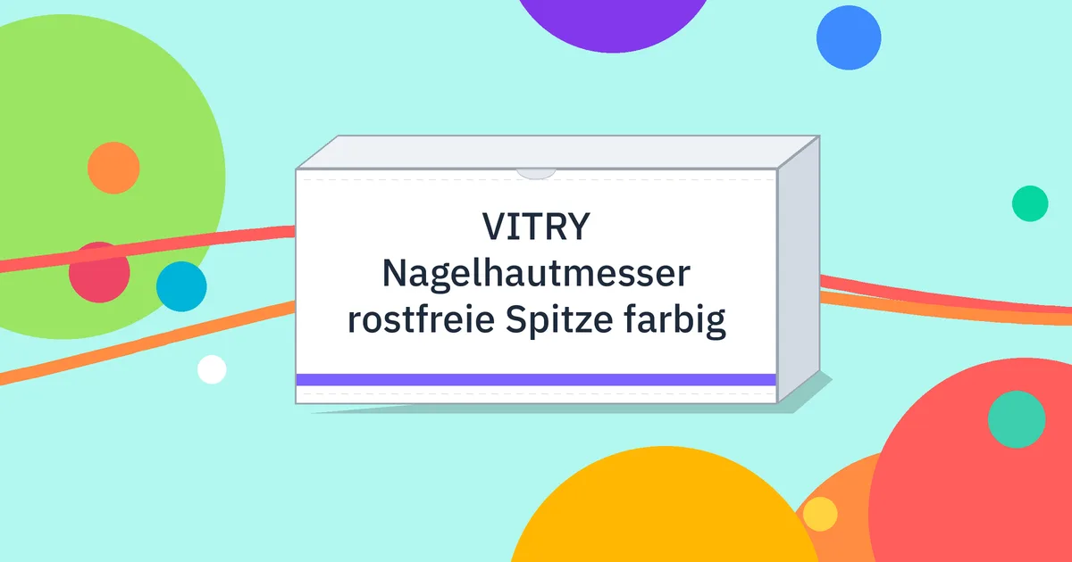 Symbolbild: Packung mit der Aufschrift VITRY Nagelhautmesser rostfreie Spitze farbig (PZN 05102136) – Verfügbarkeit und Bezug in Apotheken in Frankfurt am Main