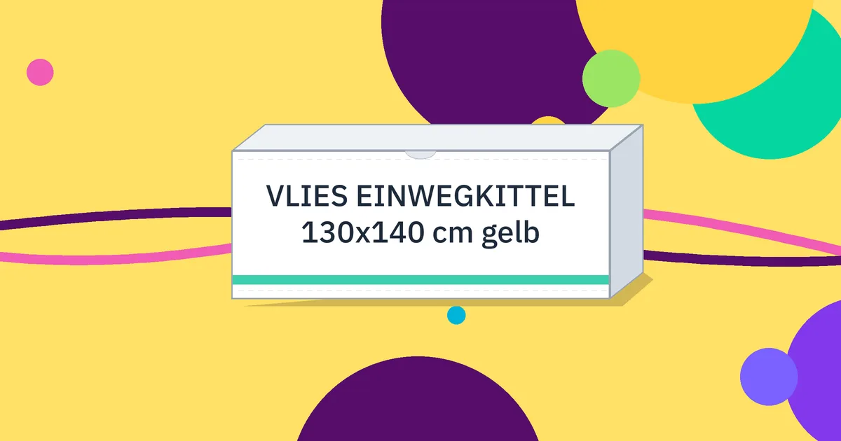 Symbolbild: Packung mit der Aufschrift VLIES EINWEGKITTEL 130x140 cm gelb (PZN 11862271) – Verfügbarkeit und Bezug in Apotheken in Frankfurt am Main