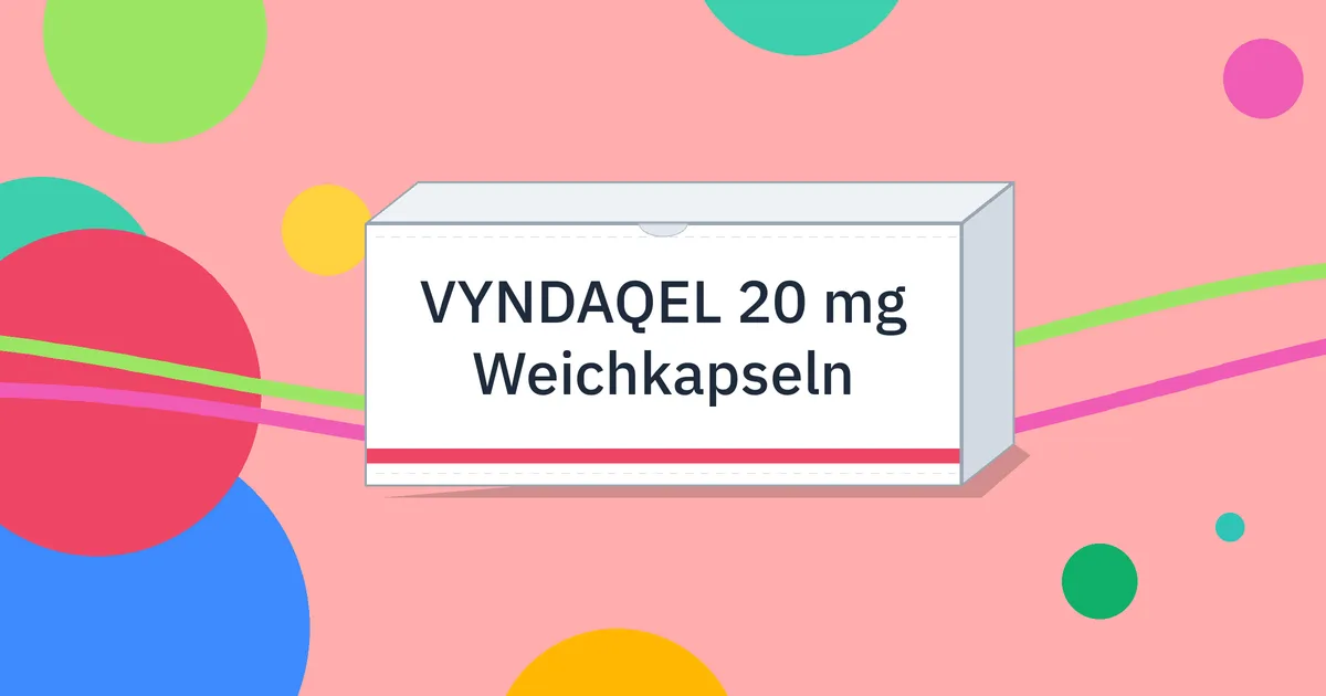 Symbolbild: Packung mit der Aufschrift VYNDAQEL 20 mg Weichkapseln (PZN 09275388) – Verfügbarkeit und Bezug in Apotheken in Frankfurt am Main