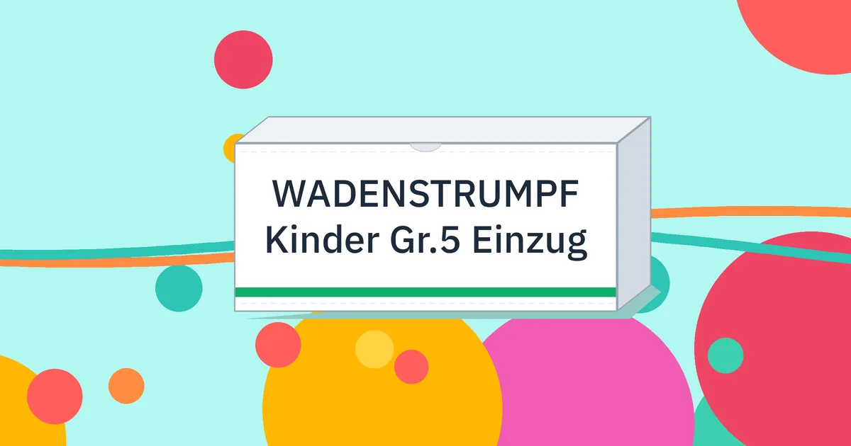 Symbolbild: Packung mit der Aufschrift WADENSTRUMPF Kinder Gr.5 Einzug (PZN 01738529) – Verfügbarkeit und Bezug in Apotheken in Frankfurt am Main