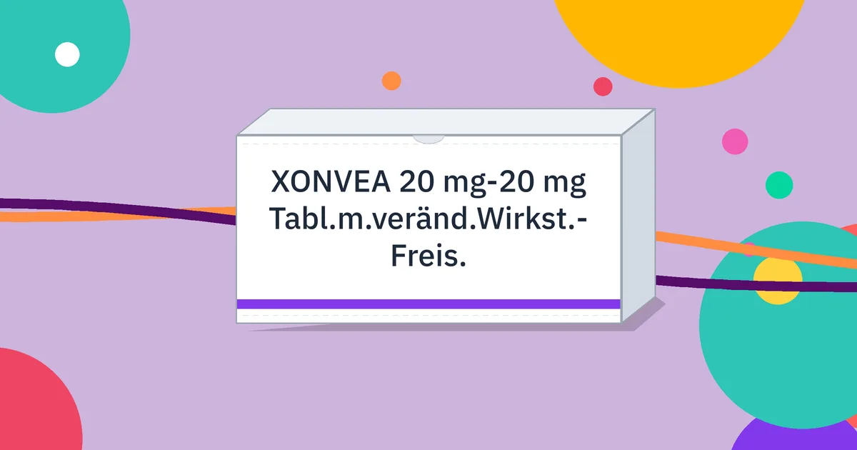 Symbolbild: Packung mit der Aufschrift XONVEA 20 mg-20 mg Tabl.m.veränd.Wirkst.-Freis. (PZN 19792067) – Verfügbarkeit und Bezug in Apotheken in Frankfurt am Main