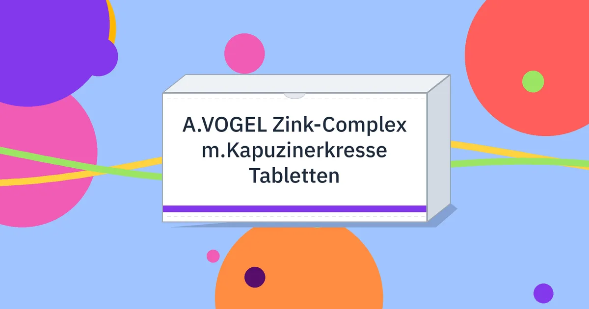 Symbolbild: Packung mit der Aufschrift A.VOGEL Zink-Complex m.Kapuzinerkresse Tabletten (PZN 16761439) – Verfügbarkeit und Bezug in Apotheken in Frankfurt am Main