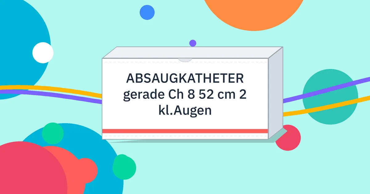 Symbolbild: Packung mit der Aufschrift ABSAUGKATHETER gerade Ch 8 52 cm 2 kl.Augen (PZN 02099675) – Verfügbarkeit und Bezug in Apotheken in Frankfurt am Main