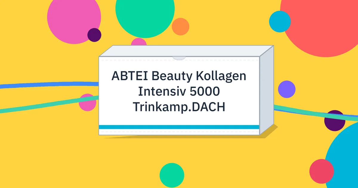 Symbolbild: Packung mit der Aufschrift ABTEI Beauty Kollagen Intensiv 5000 Trinkamp.DACH (PZN 19692331) – Verfügbarkeit und Bezug in Apotheken in Frankfurt am Main
