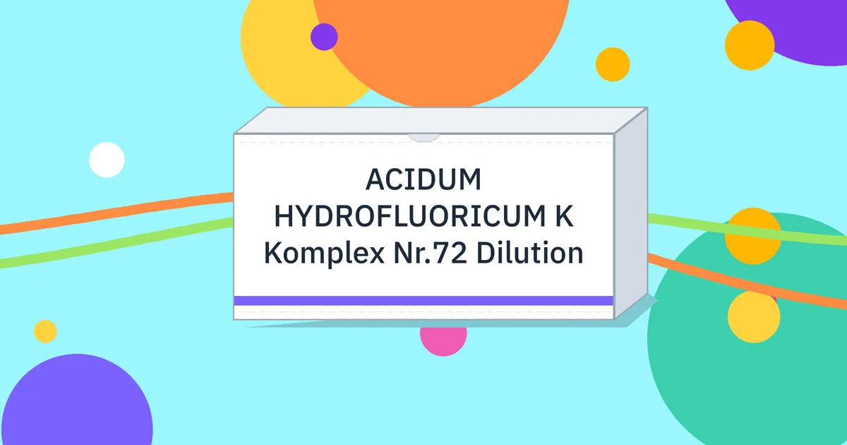 Symbolbild: Packung mit der Aufschrift ACIDUM HYDROFLUORICUM K Komplex Nr.72 Dilution (PZN 08652239) – Verfügbarkeit und Bezug in Apotheken in Frankfurt am Main