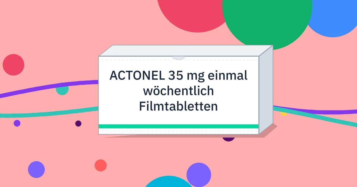 Symbolbild: Packung mit der Aufschrift ACTONEL 35 mg einmal wöchentlich Filmtabletten (PZN 04015010) – Verfügbarkeit und Bezug in Apotheken in Frankfurt am Main