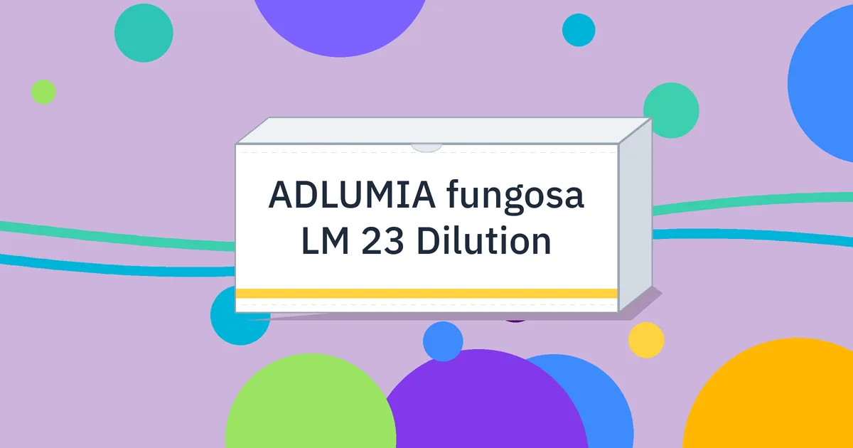 Symbolbild: Packung mit der Aufschrift ADLUMIA fungosa LM 23 Dilution (PZN 13296686) – Verfügbarkeit und Bezug in Apotheken in Frankfurt am Main