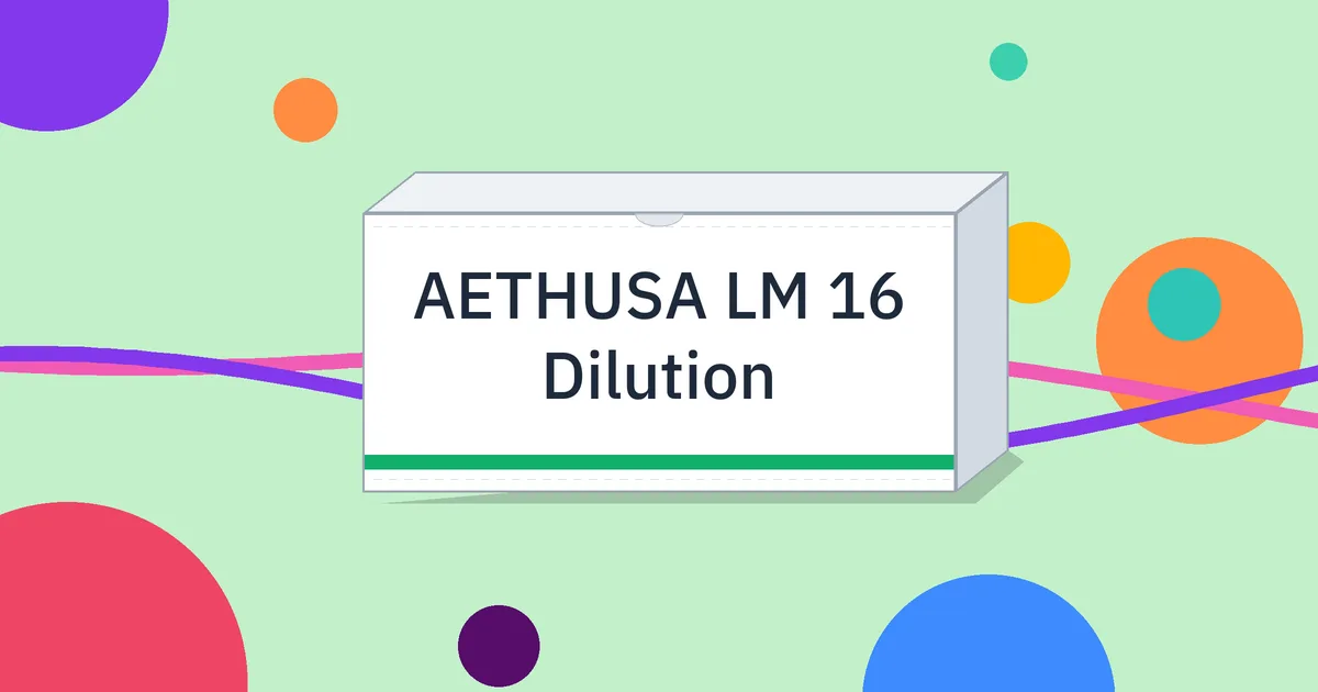 Symbolbild: Packung mit der Aufschrift AETHUSA LM 16 Dilution (PZN 12755873) – Verfügbarkeit und Bezug in Apotheken in Frankfurt am Main