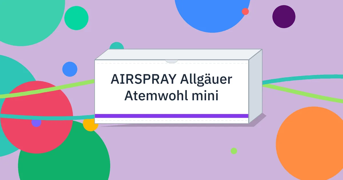 Symbolbild: Packung mit der Aufschrift AIRSPRAY Allgäuer Atemwohl mini (PZN 18705876) – Verfügbarkeit und Bezug in Apotheken in Frankfurt am Main