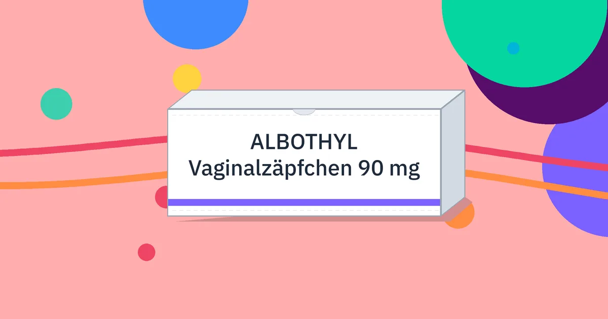 Symbolbild: Packung mit der Aufschrift ALBOTHYL Vaginalzäpfchen 90 mg (PZN 02904711) – Verfügbarkeit und Bezug in Apotheken in Frankfurt am Main