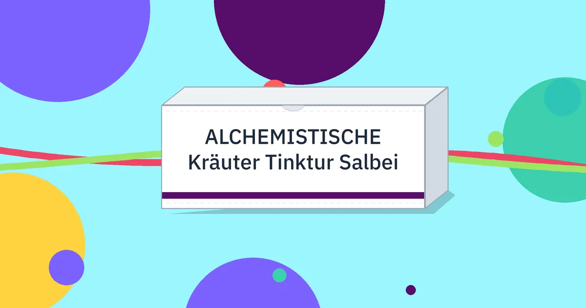 Symbolbild: Packung mit der Aufschrift ALCHEMISTISCHE Kräuter Tinktur Salbei (PZN 17309724) – Verfügbarkeit und Bezug in Apotheken in Frankfurt am Main