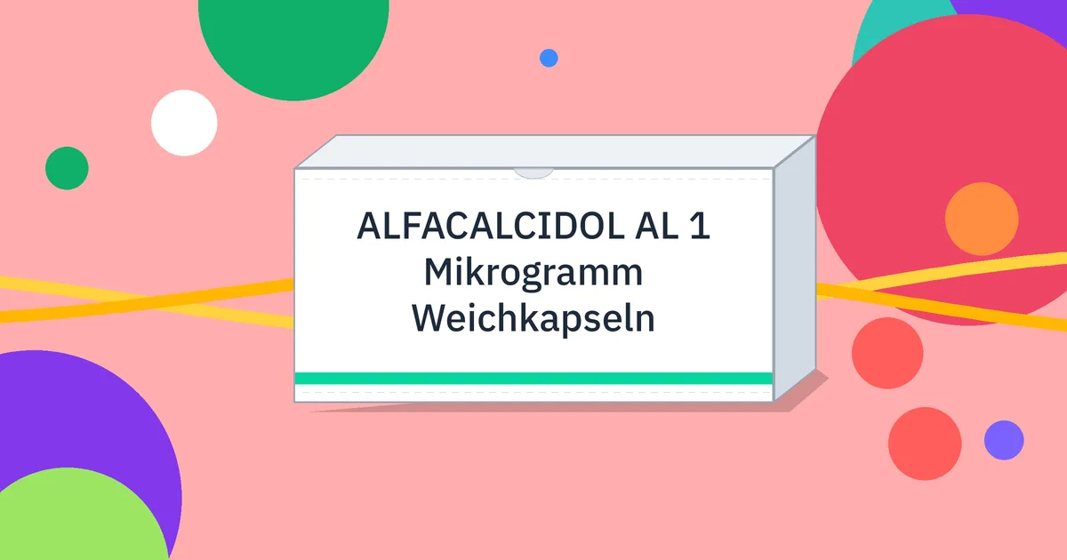 Symbolbild: Packung mit der Aufschrift ALFACALCIDOL AL 1 Mikrogramm Weichkapseln (PZN 18650603) – Verfügbarkeit und Bezug in Apotheken in Frankfurt am Main