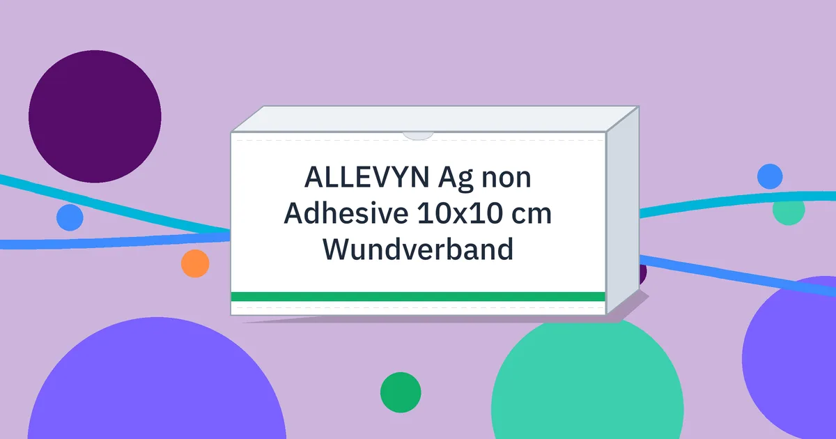 Symbolbild: Packung mit der Aufschrift ALLEVYN Ag non Adhesive 10x10 cm Wundverband (PZN 13984788) – Verfügbarkeit und Bezug in Apotheken in Frankfurt am Main