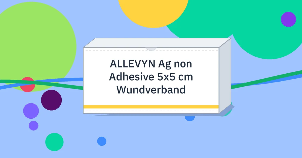 Symbolbild: Packung mit der Aufschrift ALLEVYN Ag non Adhesive 5x5 cm Wundverband (PZN 15572239) – Verfügbarkeit und Bezug in Apotheken in Frankfurt am Main