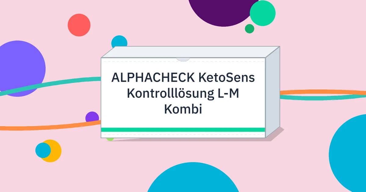 Symbolbild: Packung mit der Aufschrift ALPHACHECK KetoSens Kontrolllösung L-M Kombi (PZN 17306111) – Verfügbarkeit und Bezug in Apotheken in Frankfurt am Main