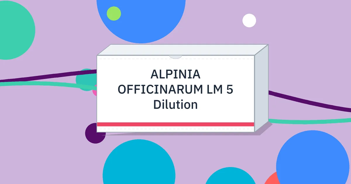 Symbolbild: Packung mit der Aufschrift ALPINIA OFFICINARUM LM 5 Dilution (PZN 13313775) – Verfügbarkeit und Bezug in Apotheken in Frankfurt am Main