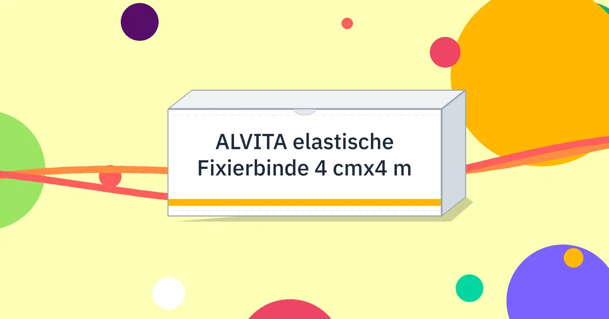 Symbolbild: Packung mit der Aufschrift ALVITA elastische Fixierbinde 4 cmx4 m (PZN 16811367) – Verfügbarkeit und Bezug in Apotheken in Frankfurt am Main