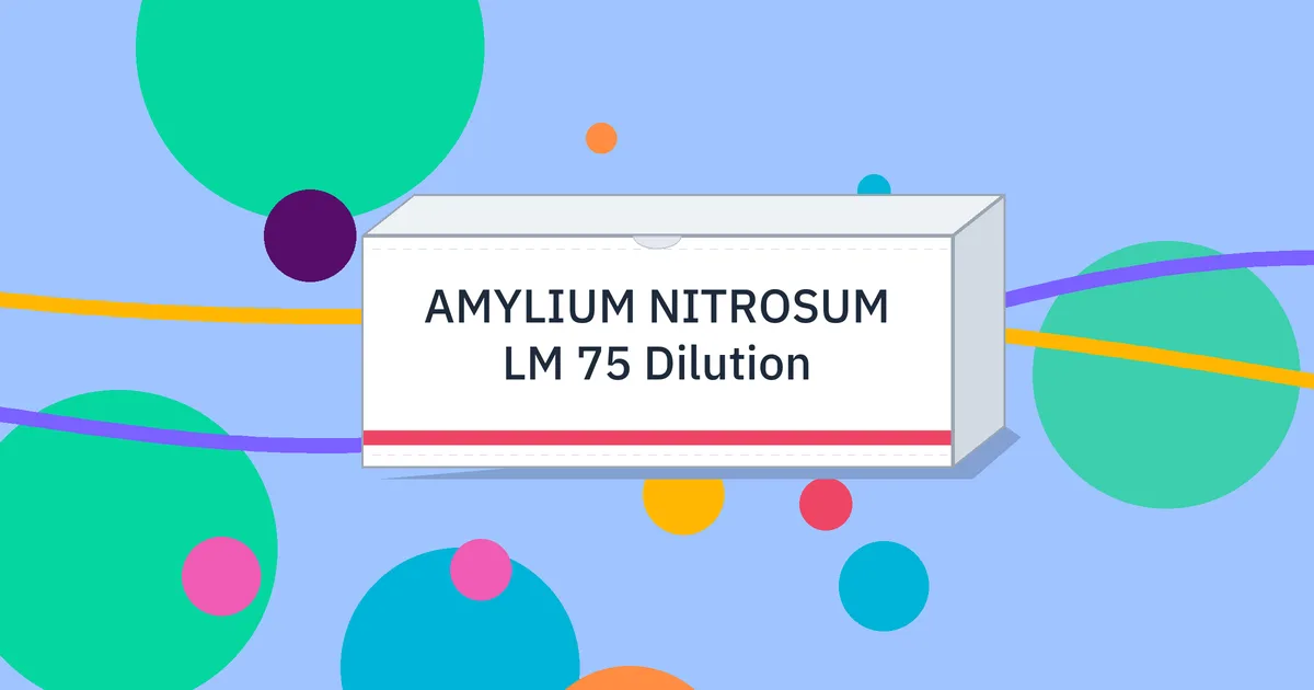 Symbolbild: Packung mit der Aufschrift AMYLIUM NITROSUM LM 75 Dilution (PZN 13326772) – Verfügbarkeit und Bezug in Apotheken in Frankfurt am Main