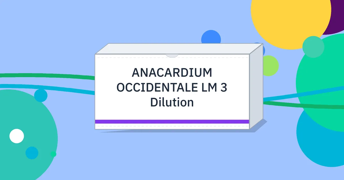 Symbolbild: Packung mit der Aufschrift ANACARDIUM OCCIDENTALE LM 3 Dilution (PZN 13327317) – Verfügbarkeit und Bezug in Apotheken in Frankfurt am Main