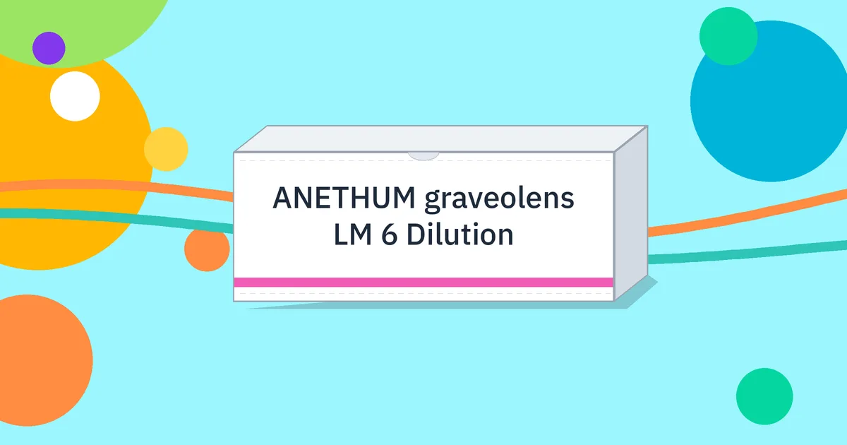 Symbolbild: Packung mit der Aufschrift ANETHUM graveolens LM 6 Dilution (PZN 16008015) – Verfügbarkeit und Bezug in Apotheken in Frankfurt am Main