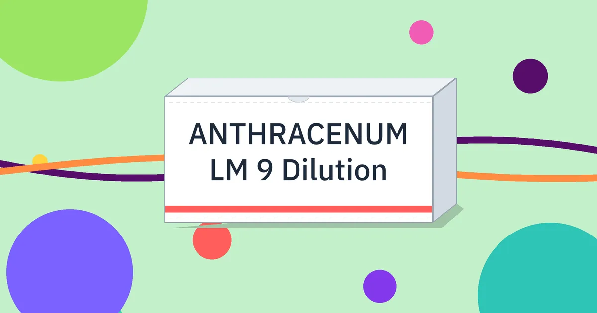 Symbolbild: Packung mit der Aufschrift ANTHRACENUM LM 9 Dilution (PZN 13370230) – Verfügbarkeit und Bezug in Apotheken in Frankfurt am Main
