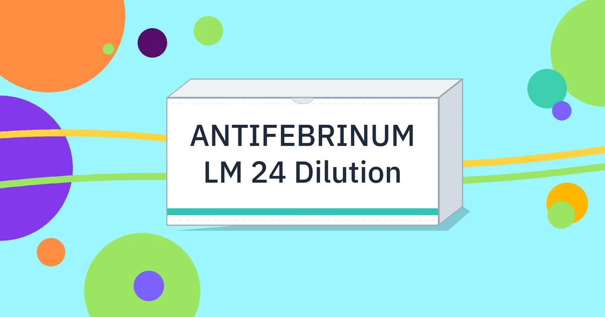 Symbolbild: Packung mit der Aufschrift ANTIFEBRINUM LM 24 Dilution (PZN 13371850) – Verfügbarkeit und Bezug in Apotheken in Frankfurt am Main