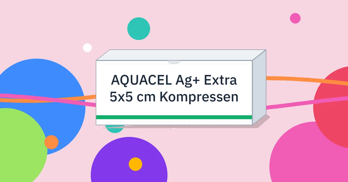Symbolbild: Packung mit der Aufschrift AQUACEL Ag+ Extra 5x5 cm Kompressen (PZN 11367525) – Verfügbarkeit und Bezug in Apotheken in Frankfurt am Main