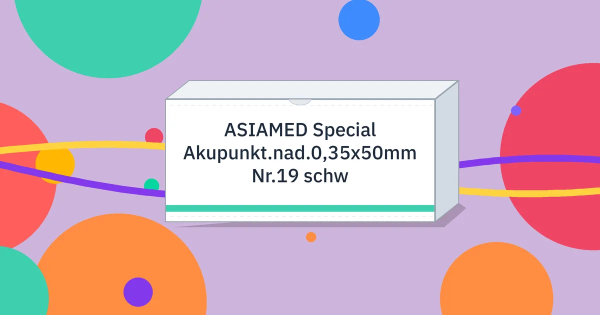 Symbolbild: Packung mit der Aufschrift ASIAMED Special Akupunkt.nad.0,35x50mm Nr.19 schw (PZN 18321897) – Verfügbarkeit und Bezug in Apotheken in Frankfurt am Main