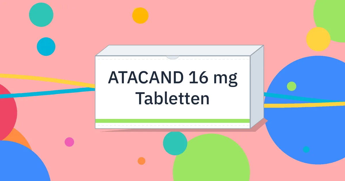 Symbolbild: Packung mit der Aufschrift ATACAND 16 mg Tabletten (PZN 08736752) – Verfügbarkeit und Bezug in Apotheken in Frankfurt am Main