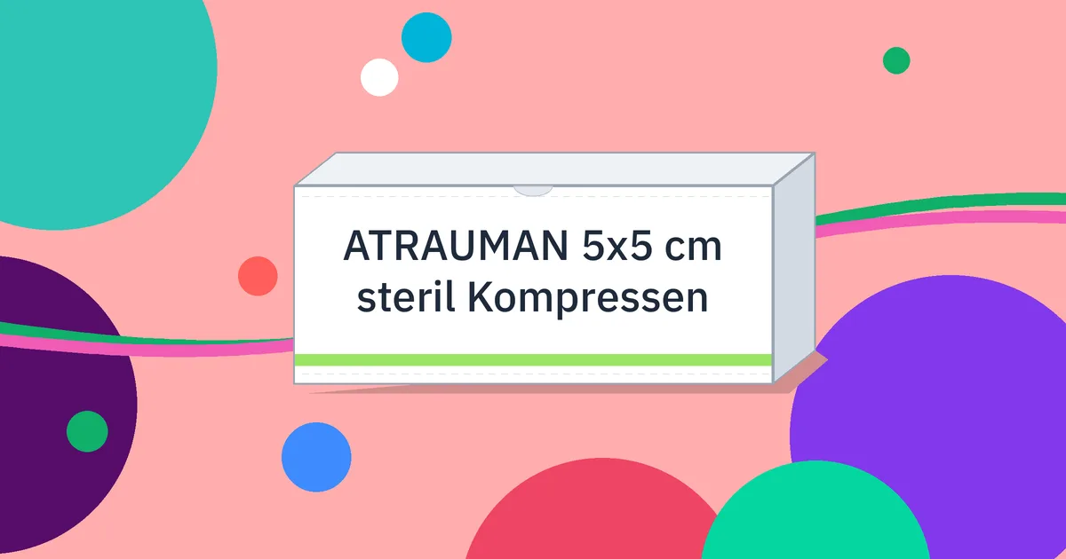 Symbolbild: Packung mit der Aufschrift ATRAUMAN 5x5 cm steril Kompressen (PZN 04889826) – Verfügbarkeit und Bezug in Apotheken in Frankfurt am Main