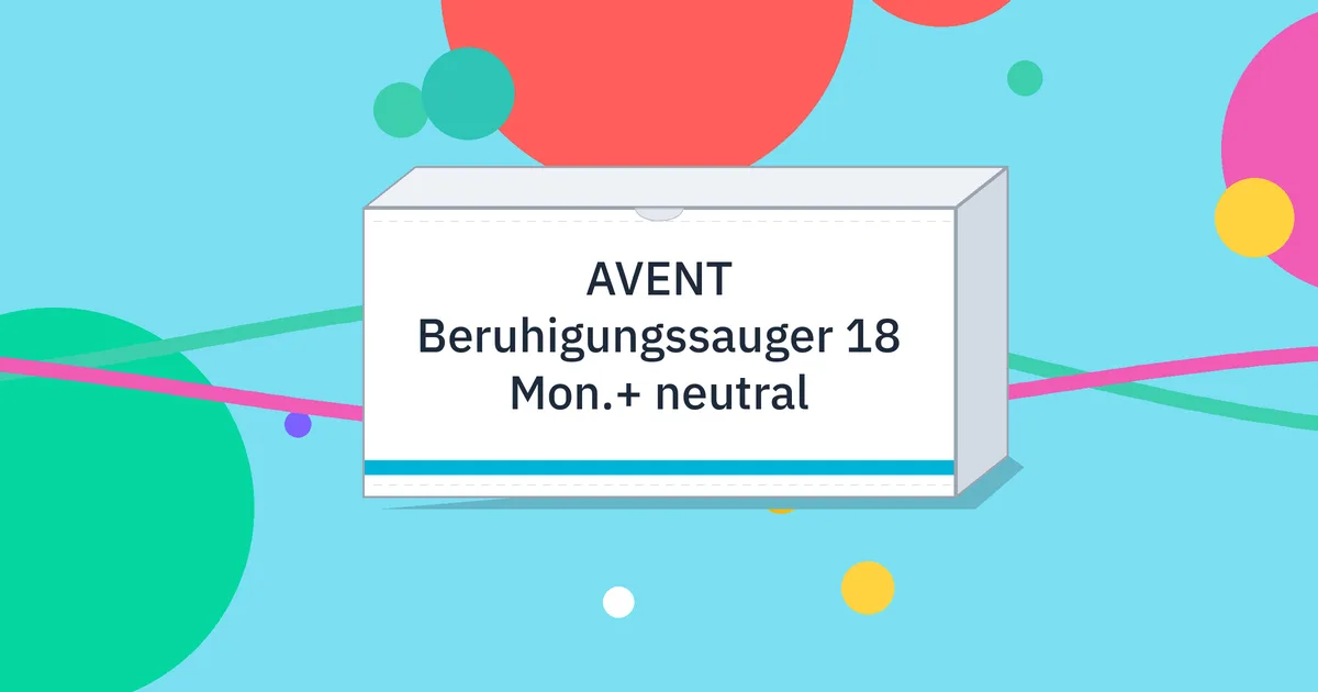 Symbolbild: Packung mit der Aufschrift AVENT Beruhigungssauger 18 Mon.+ neutral (PZN 11380448) – Verfügbarkeit und Bezug in Apotheken in Frankfurt am Main