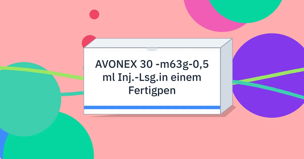 Symbolbild: Packung mit der Aufschrift AVONEX 30 -m63g-0,5 ml Inj.-Lsg.in einem Fertigpen (PZN 11290461) – Verfügbarkeit und Bezug in Apotheken in Frankfurt am Main