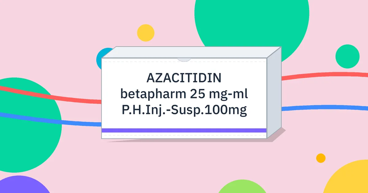 Symbolbild: Packung mit der Aufschrift AZACITIDIN betapharm 25 mg-ml P.H.Inj.-Susp.100mg (PZN 17522292) – Verfügbarkeit und Bezug in Apotheken in Frankfurt am Main