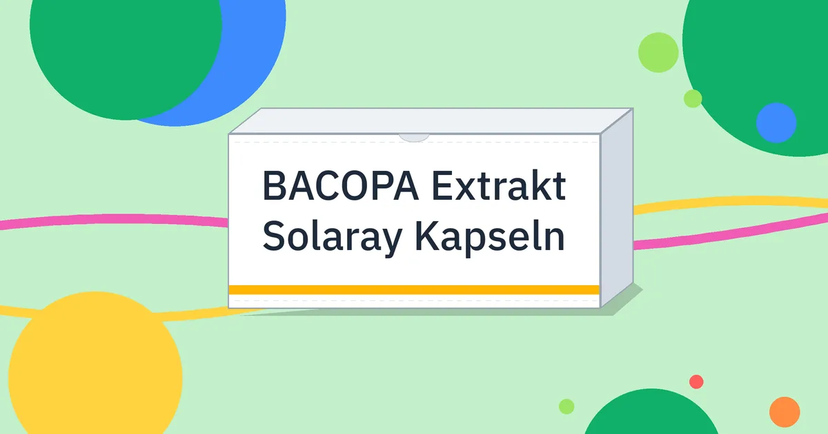 Symbolbild: Packung mit der Aufschrift BACOPA Extrakt Solaray Kapseln (PZN 17253395) – Verfügbarkeit und Bezug in Apotheken in Frankfurt am Main