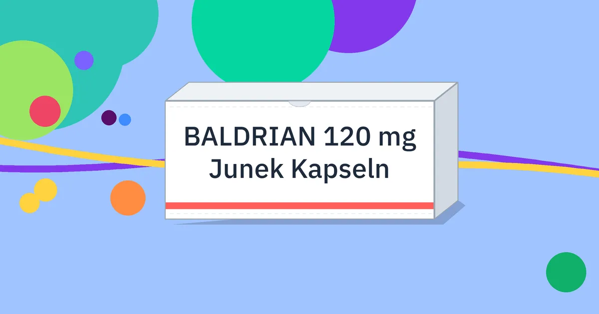 Symbolbild: Packung mit der Aufschrift BALDRIAN 120 mg Junek Kapseln (PZN 10336712) – Verfügbarkeit und Bezug in Apotheken in Frankfurt am Main