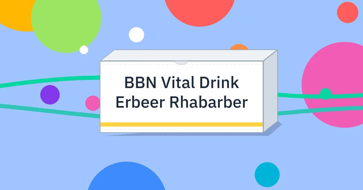 Symbolbild: Packung mit der Aufschrift BBN Vital Drink Erbeer Rhabarber (PZN 16761008) – Verfügbarkeit und Bezug in Apotheken in Frankfurt am Main