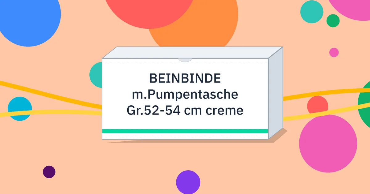Symbolbild: Packung mit der Aufschrift BEINBINDE m.Pumpentasche Gr.52-54 cm creme (PZN 12461137) – Verfügbarkeit und Bezug in Apotheken in Frankfurt am Main