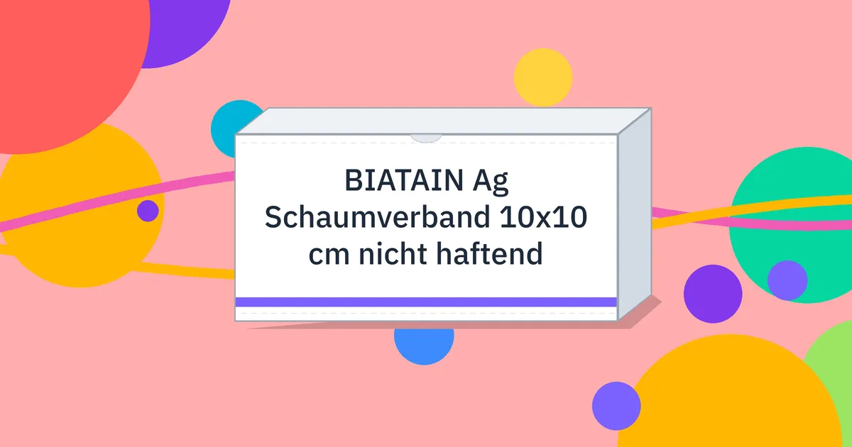 Symbolbild: Packung mit der Aufschrift BIATAIN Ag Schaumverband 10x10 cm nicht haftend (PZN 17258837) – Verfügbarkeit und Bezug in Apotheken in Frankfurt am Main